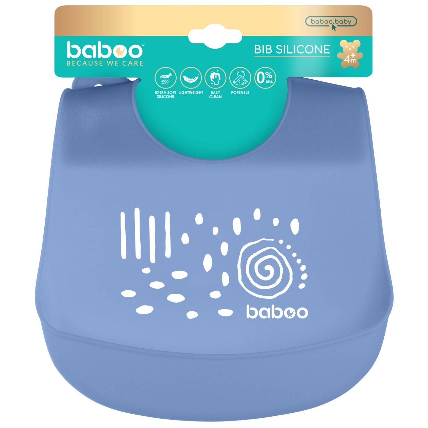 BABOO silikoninis seilinukas, 4+ mėn, mėlyna, Blue Haze