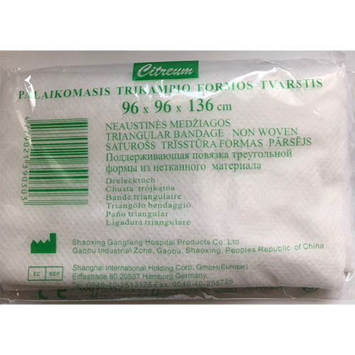 Pirmosios pagalbos tvarstis palaikomasis trikampio formos 96x96x136cm I ...