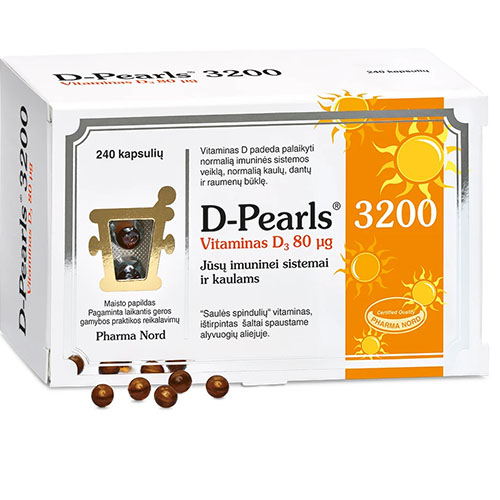 Vitaminas D3 D-PEARLS 3200, 240 kaps. | Internetinėje “MANO vaistinėje”