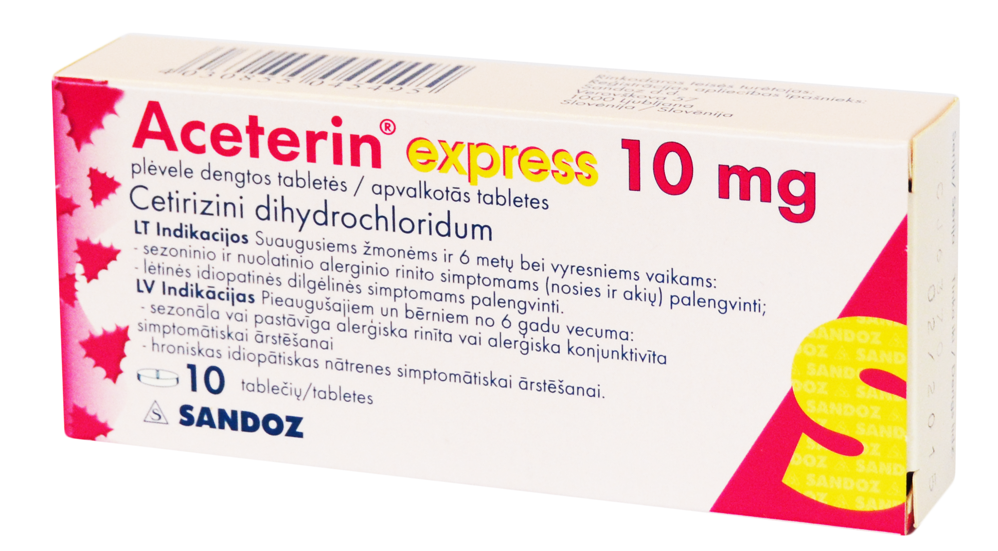 Aceterin express 10 mg tabletės, N10 | Internetinėje “MANO vaistinėje”
