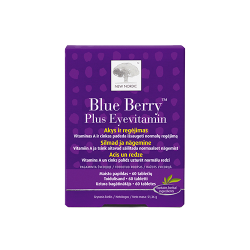 Regėjimui NEW NORDIC BLUE BERRY PLUS EYEVITAMIN, 60 tab ...