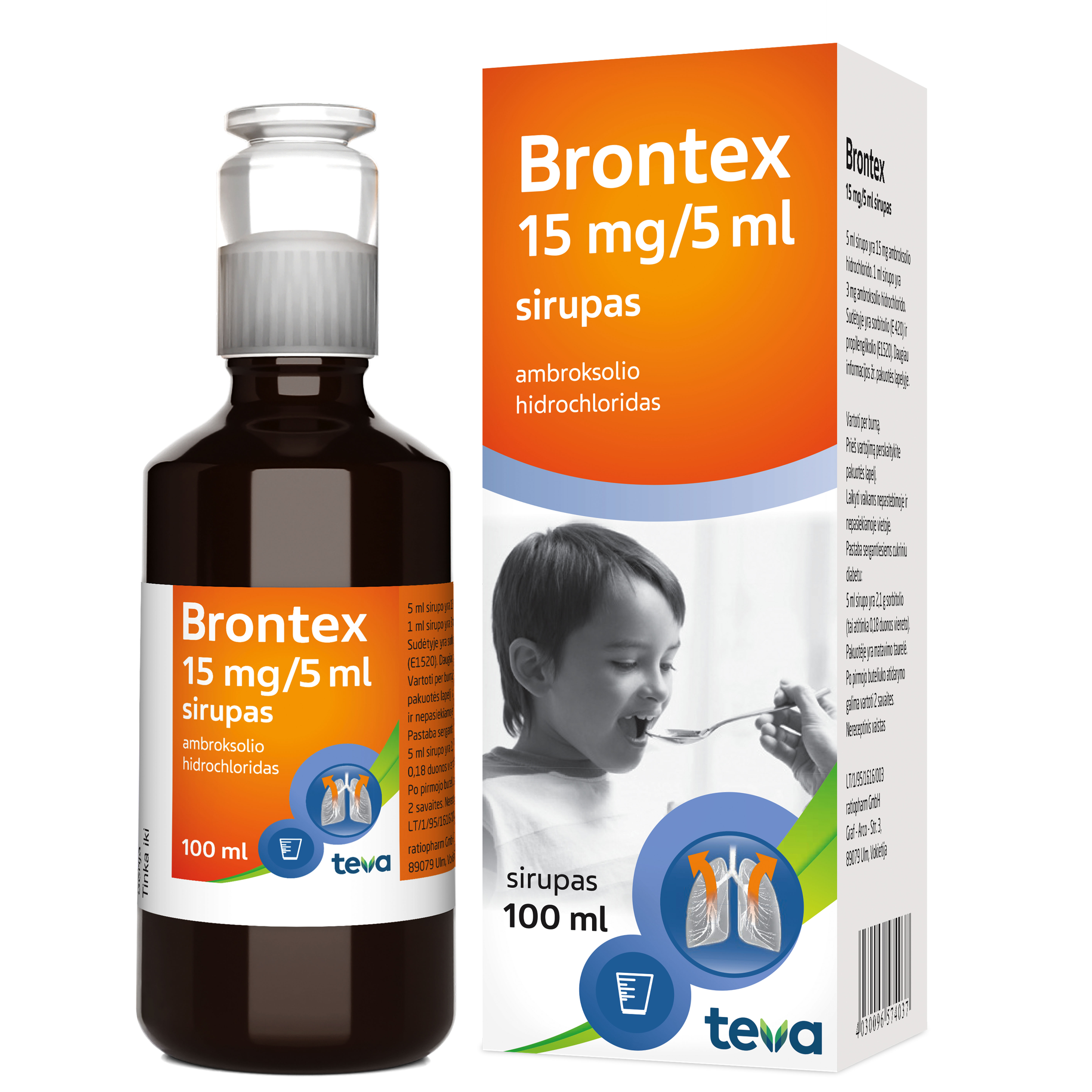 Brontex sirupas 15 mg/5 ml, 100 ml | Internetinėje “MANO vaistinėje”