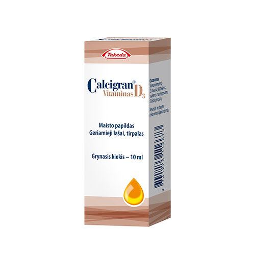 Calcigran vitamino D maisto papildas kaulams, raumenims, imunitetui, 10 ml