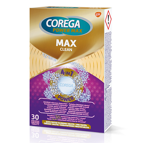 Dantų protezų valomosios tabletės COREGA MAX CLEAN, 30 vnt ...