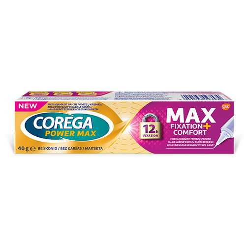 Fiksuojamasis dantų protezų kremas COREGA MAX FIXATION + COMFORT, 40g ...