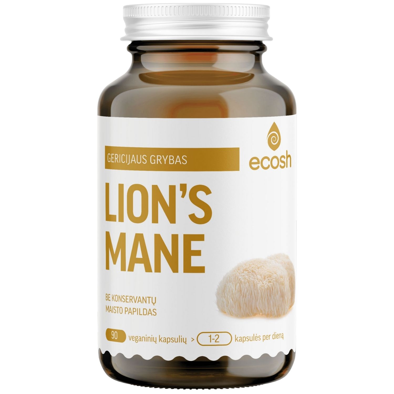 Nervų sistemai ECOSH LION'S MANE, 90 kaps. | Internetinėje “MANO ...