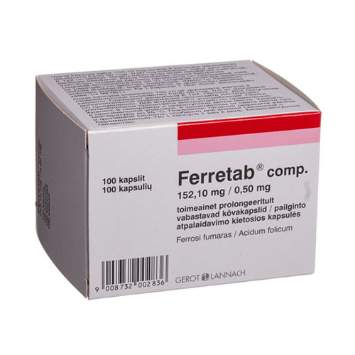 Ferretab comp. kapsulės, N100 | Internetinėje “MANO vaistinėje”