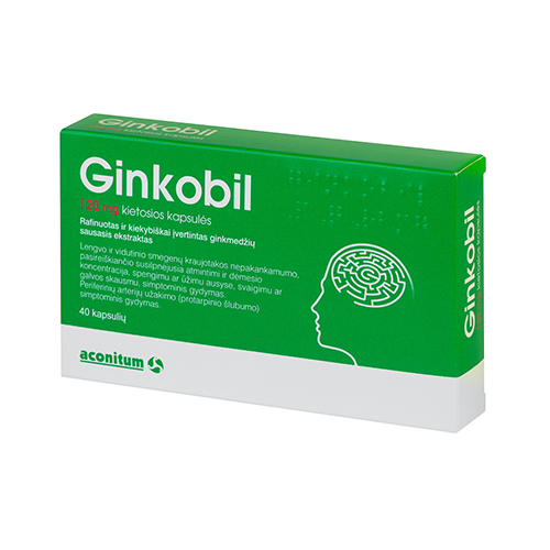 Širdžiai GINKOBIL 120 mg, 40 kaps. | Internetinėje “MANO vaistinėje”