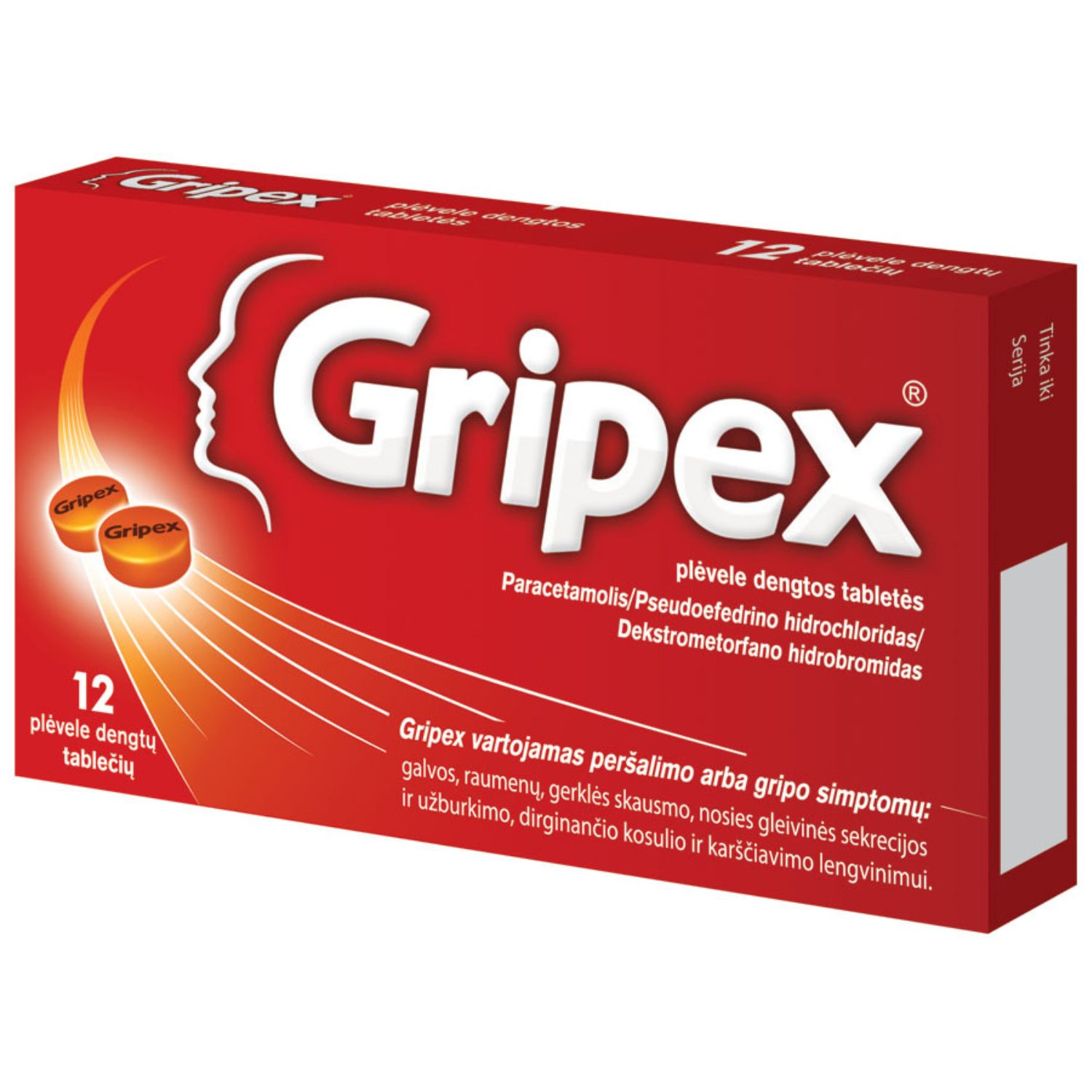 Peršalimo simptomams GRIPEX, 325 mg/30mg/10mg, 12 tab. | Internetinėje ...