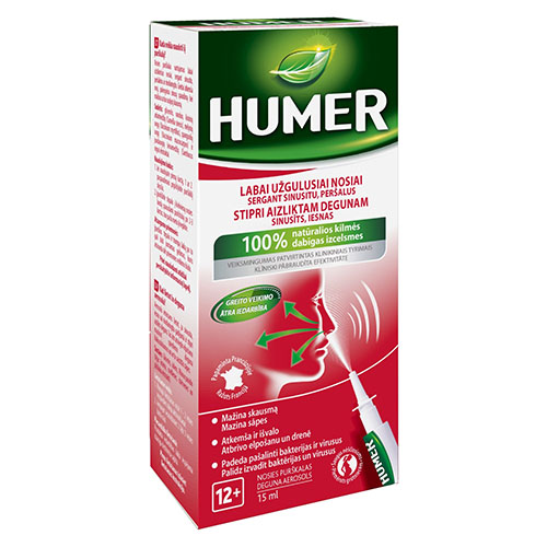 HUMER, Sinusitui, nosies purškalas, 15 ml | Internetinėje “MANO vaistinėje”