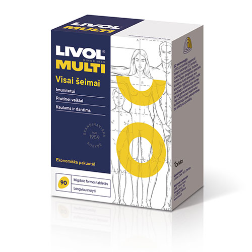 Vitaminų ir mineralų kompleksas LIVOL MULTI VISAI ŠEIMAI, 90 tab ...