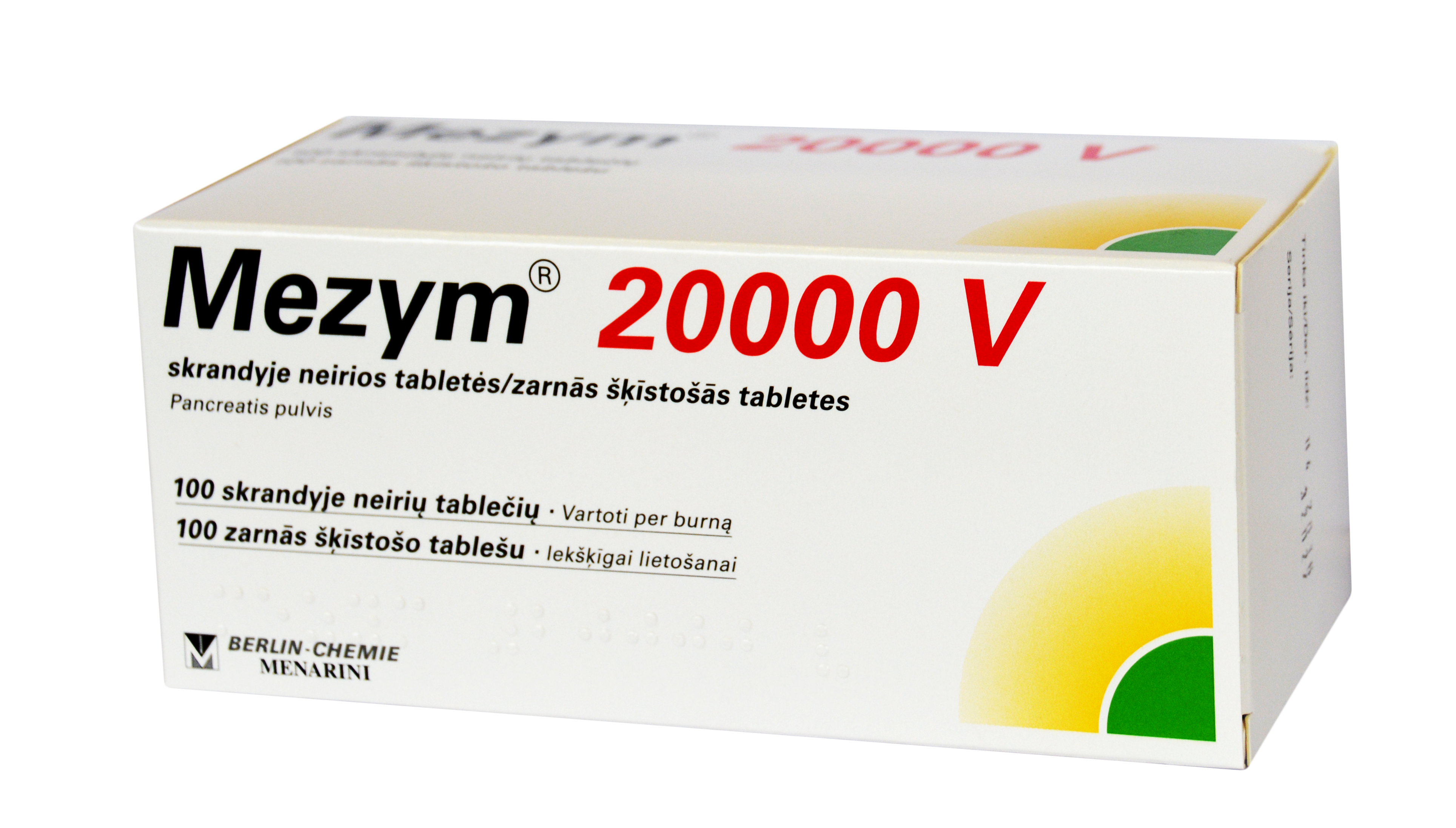 Mezym 20000 V tabletės, N100 | Virškinimą gerinantys vaistai