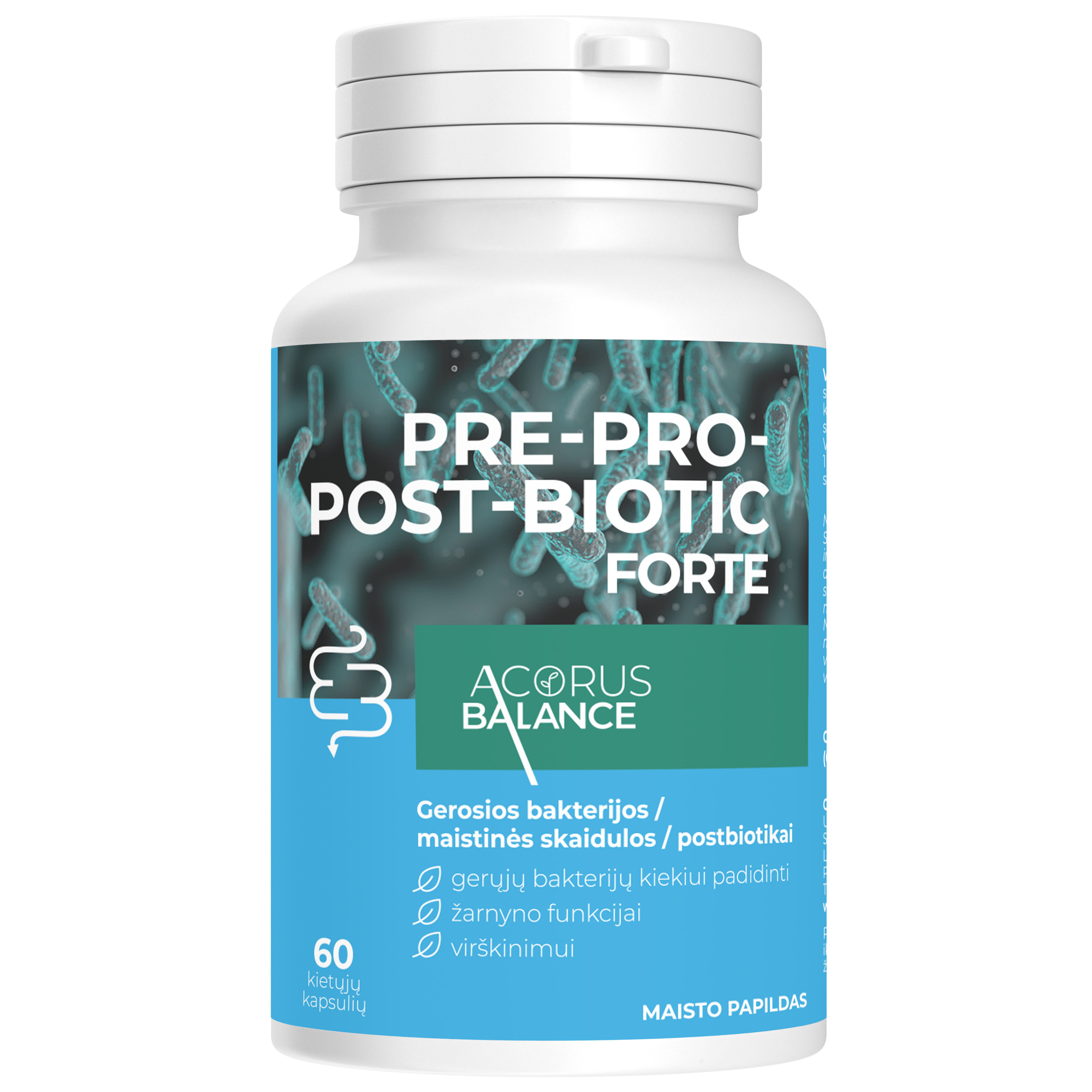 Gerosios bakterijos ACORUS BALANCE PRE-PRO-POST-BIOTIC FORTE, 60 kaps ...