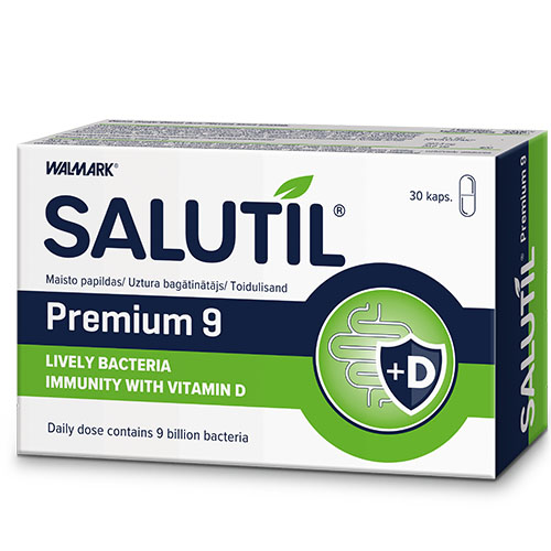 Probiotikai SALUTIL PREMIUM 9 (9 mlrd. Gyvybingųjų bakterijų), 30 kaps ...