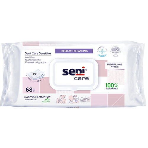 Drėgnos servetėlės SENI CARE SENSITIVE, 68 vnt. | Internetinėje “MANO ...