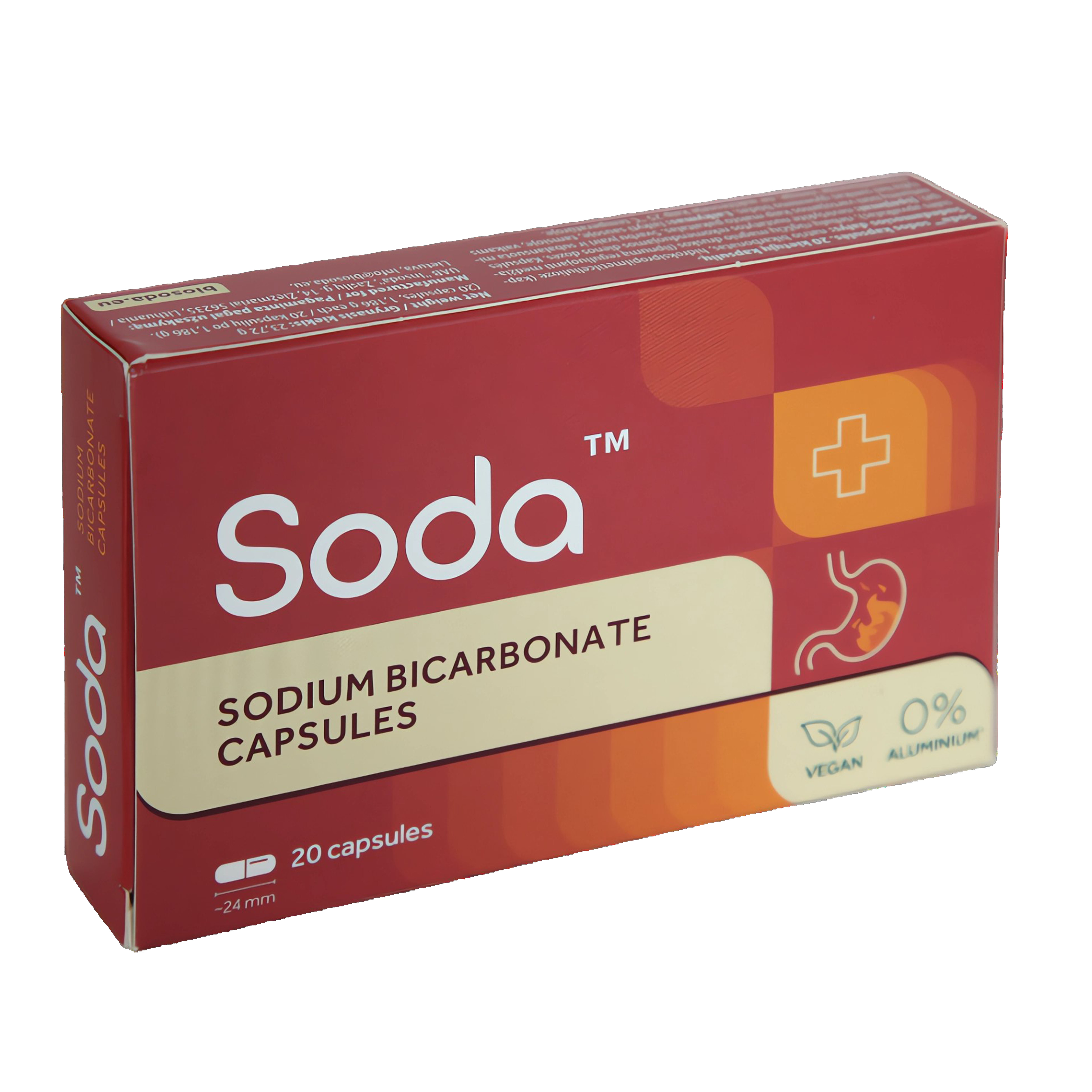 Skrandžio rūgštingumui SODA SODIUM BICARBONATE, 20 kaps ...