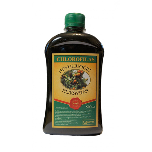 Spygliuočių eliksyras (Chlorofilas) stiklinėje taroje