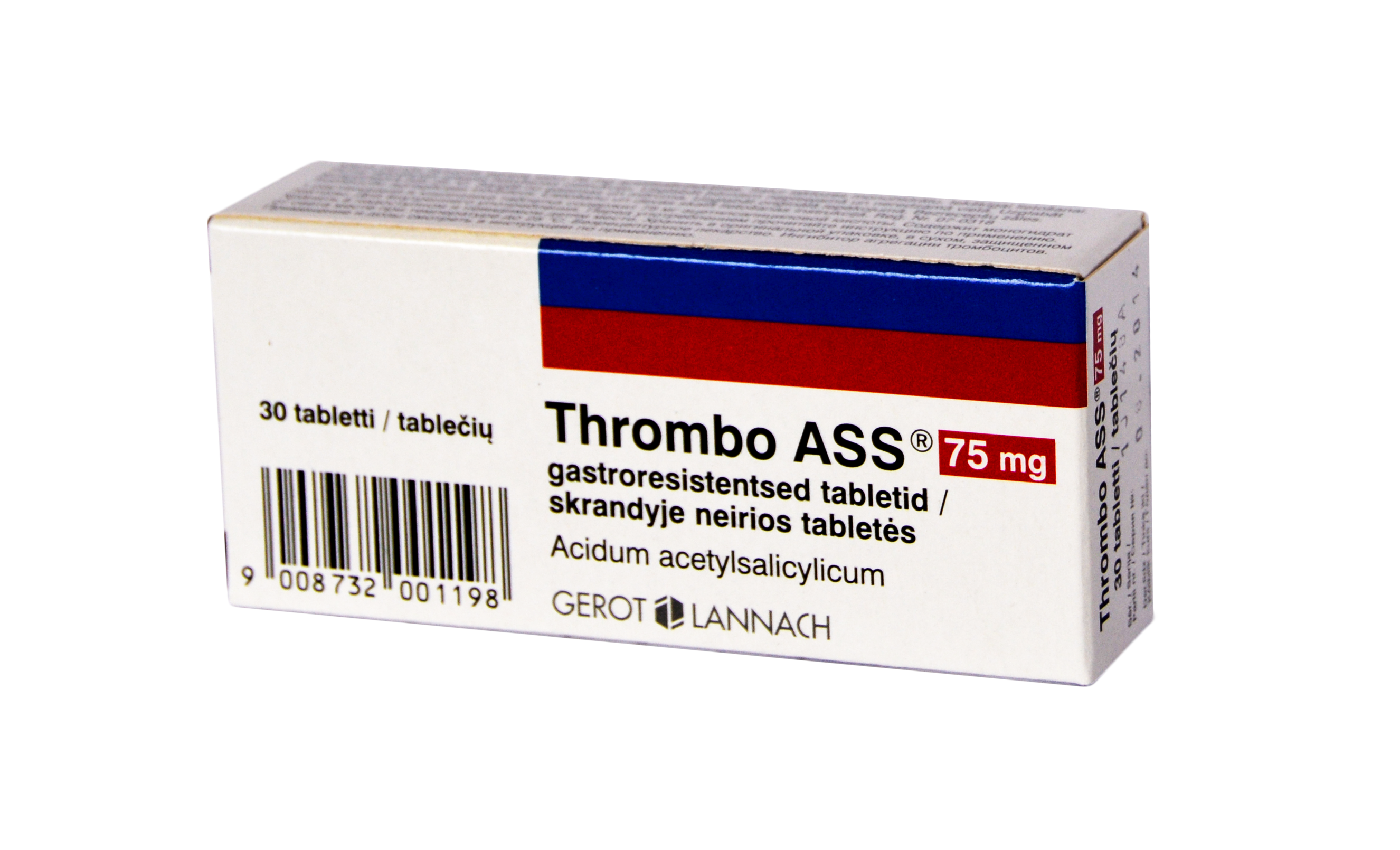 Thrombo ASS 75 mg tabletės trombams mažinti, N30 | Vaistai trombams mažinti