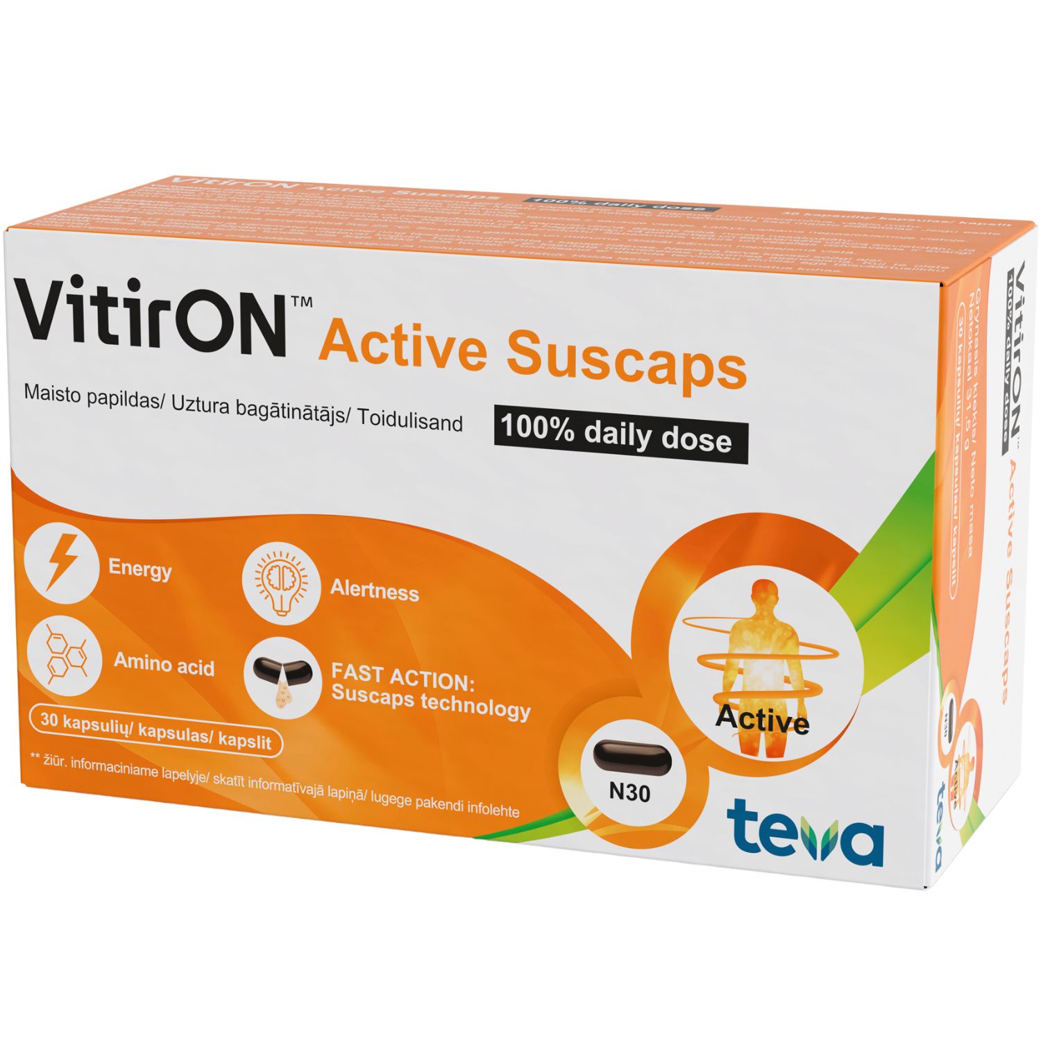 Energijai ir budrumui VITIRON ACTIVE SUSCAPS, 30 kaps. | Internetinėje ...