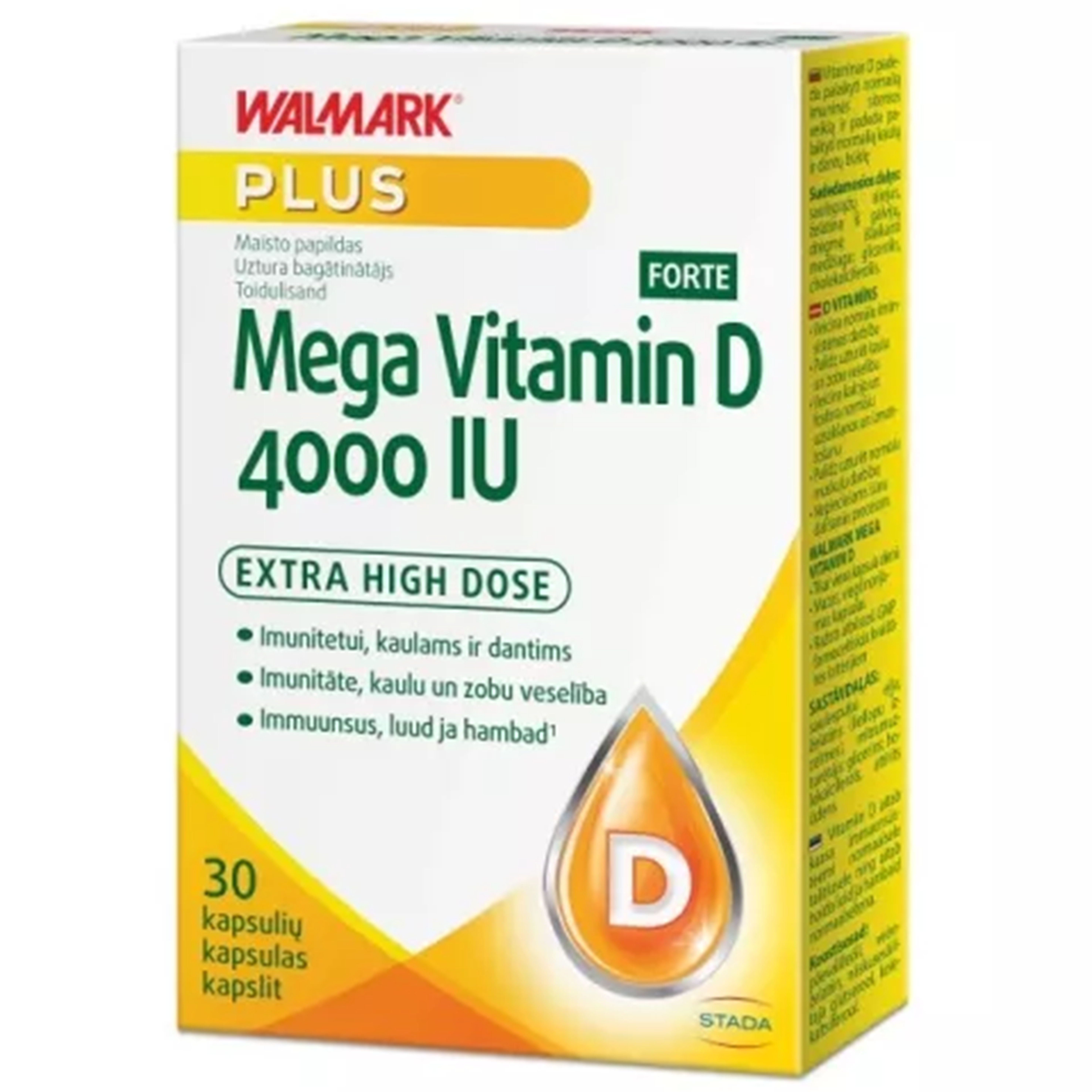 Vitaminas D WALMARK MEGA VITAMIN D3 FORTE 4000 IU, 30 kaps ...